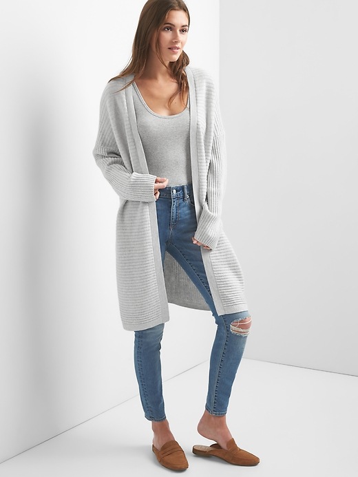 Ribbed open front cardigan | Gap
