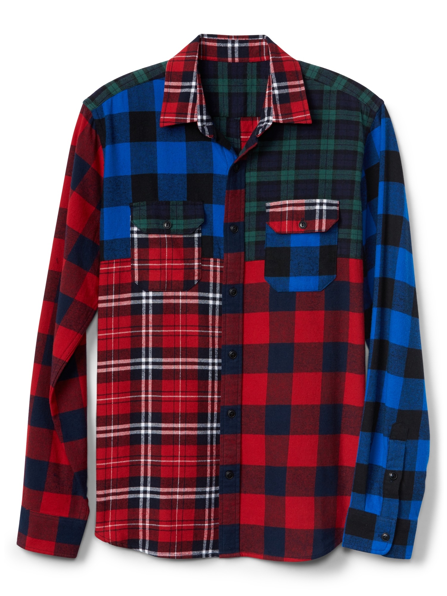 Mix-plaid flannel standard fit shirt | Gap