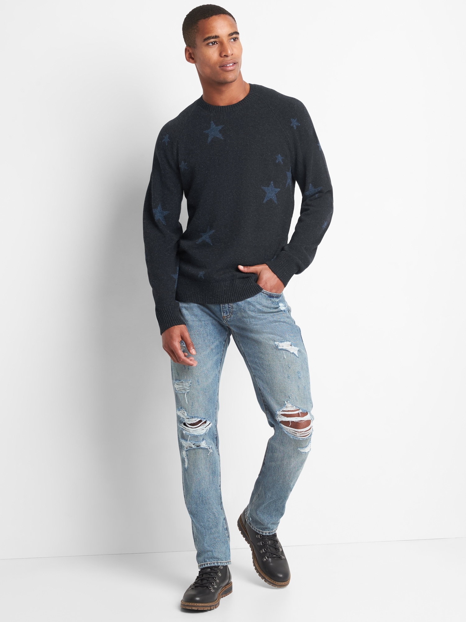 Merino wool blend star sweater | Gap