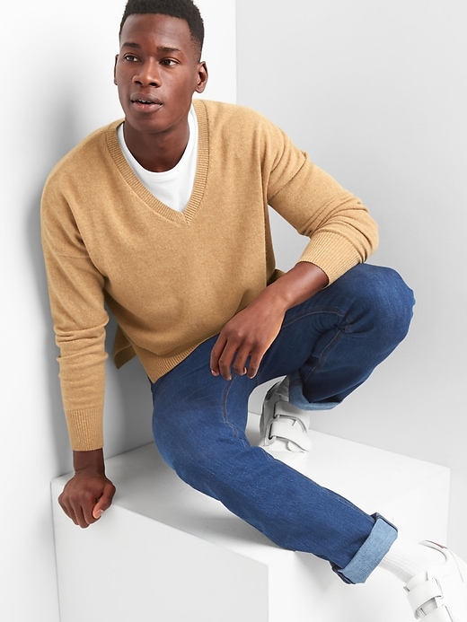Gap + GQ Ami cashmere oversized V-neck sweater | Gap