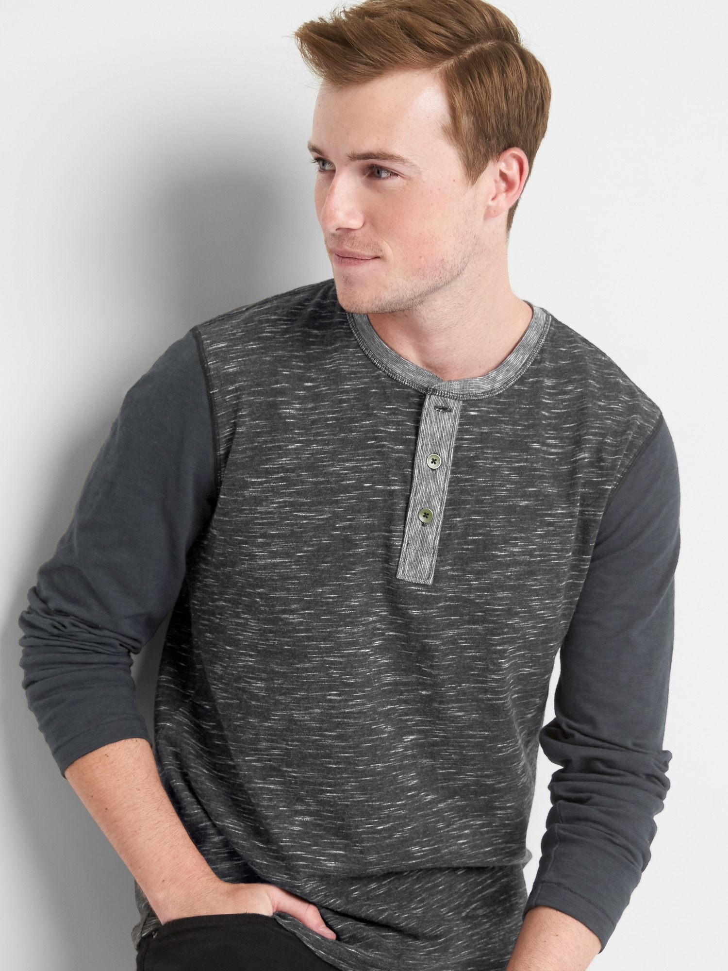 Long sleeve colorblock henley | Gap