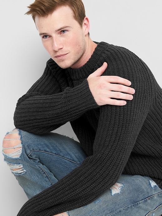 Wool blend ribbed crewneck sweater | Gap