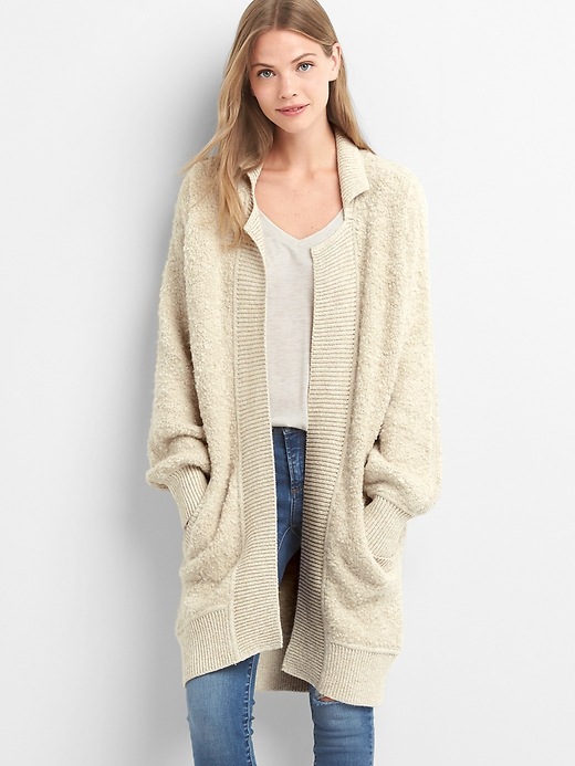Long sleeve textured open-front cardigan | Gap