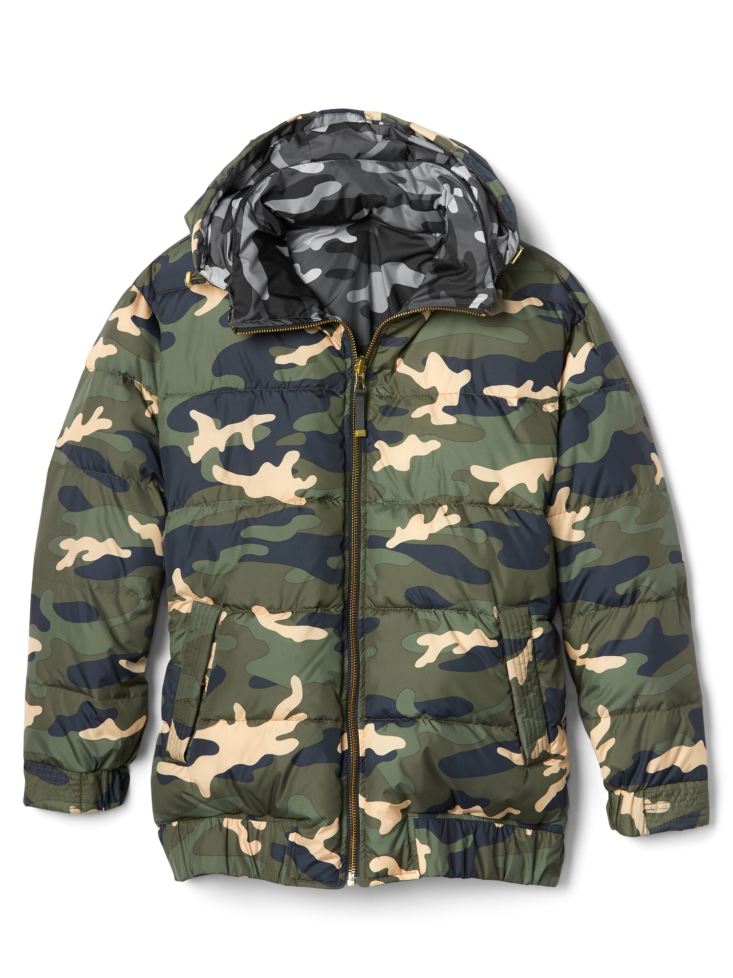 Reversible camo puffer jacket | Gap