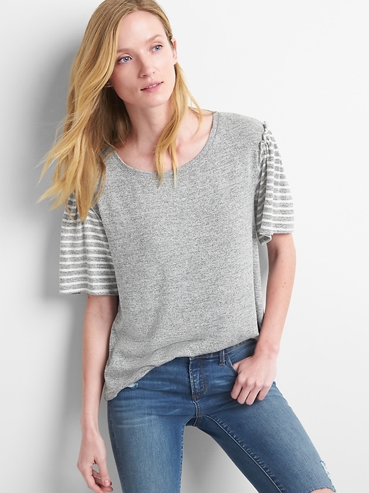 Softspun Stripe Flutter Sleeve Top | Gap