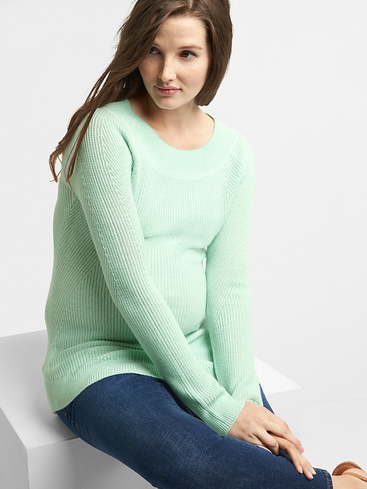 Maternity Ribbed Pullover Boatneck Sweater Tunic | Gap