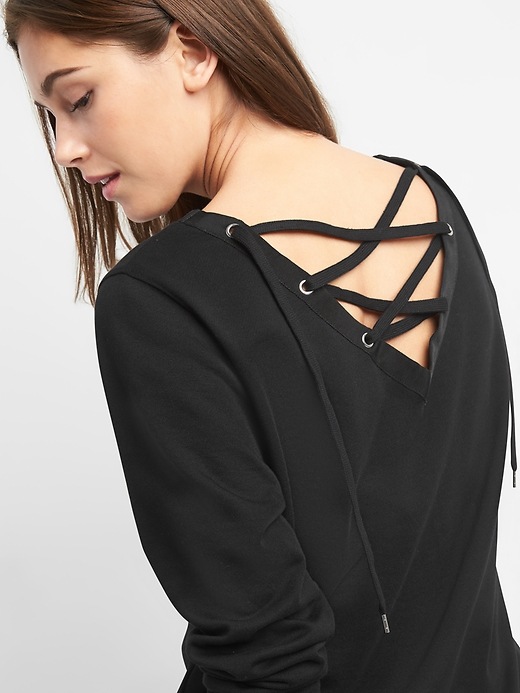 Lace-Up Back Pullover Sweatshirt | Gap