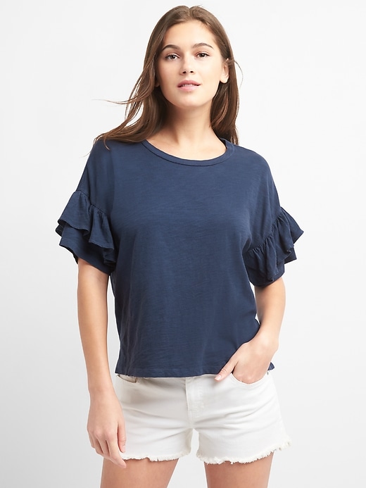 Ruffle Short Sleeve Crewneck T-Shirt | Gap