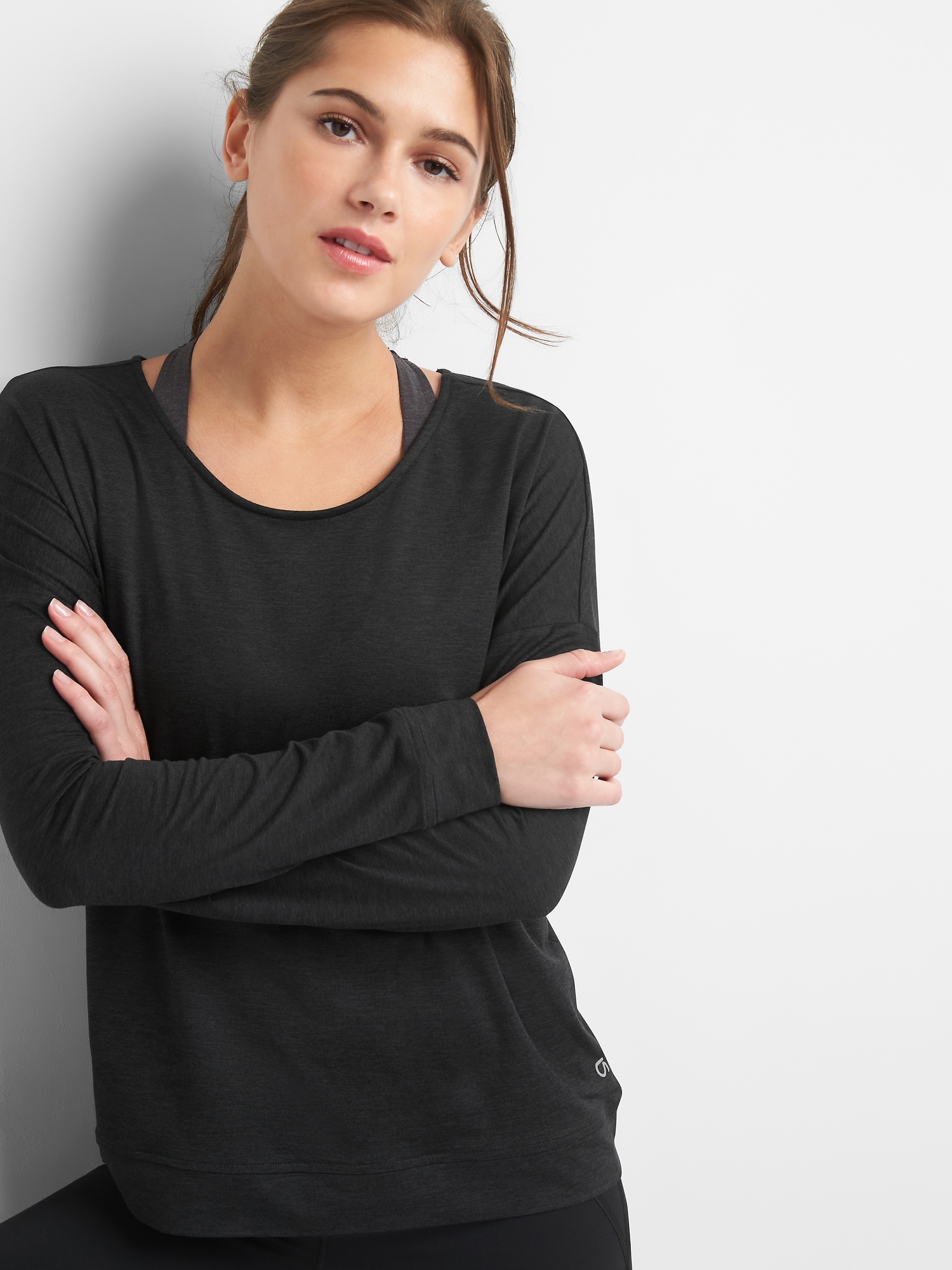 GapFit Cross-Back Sweatshirt in Brushed Jersey | Gap