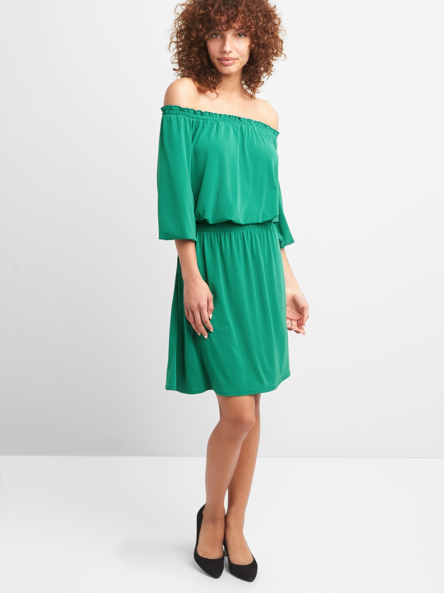 Smocked Waist Off-Shoulder Dress | Gap