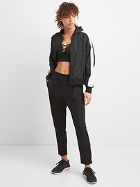 GapFit Lightweight Perforated Hooded Bomber Jacket | Gap