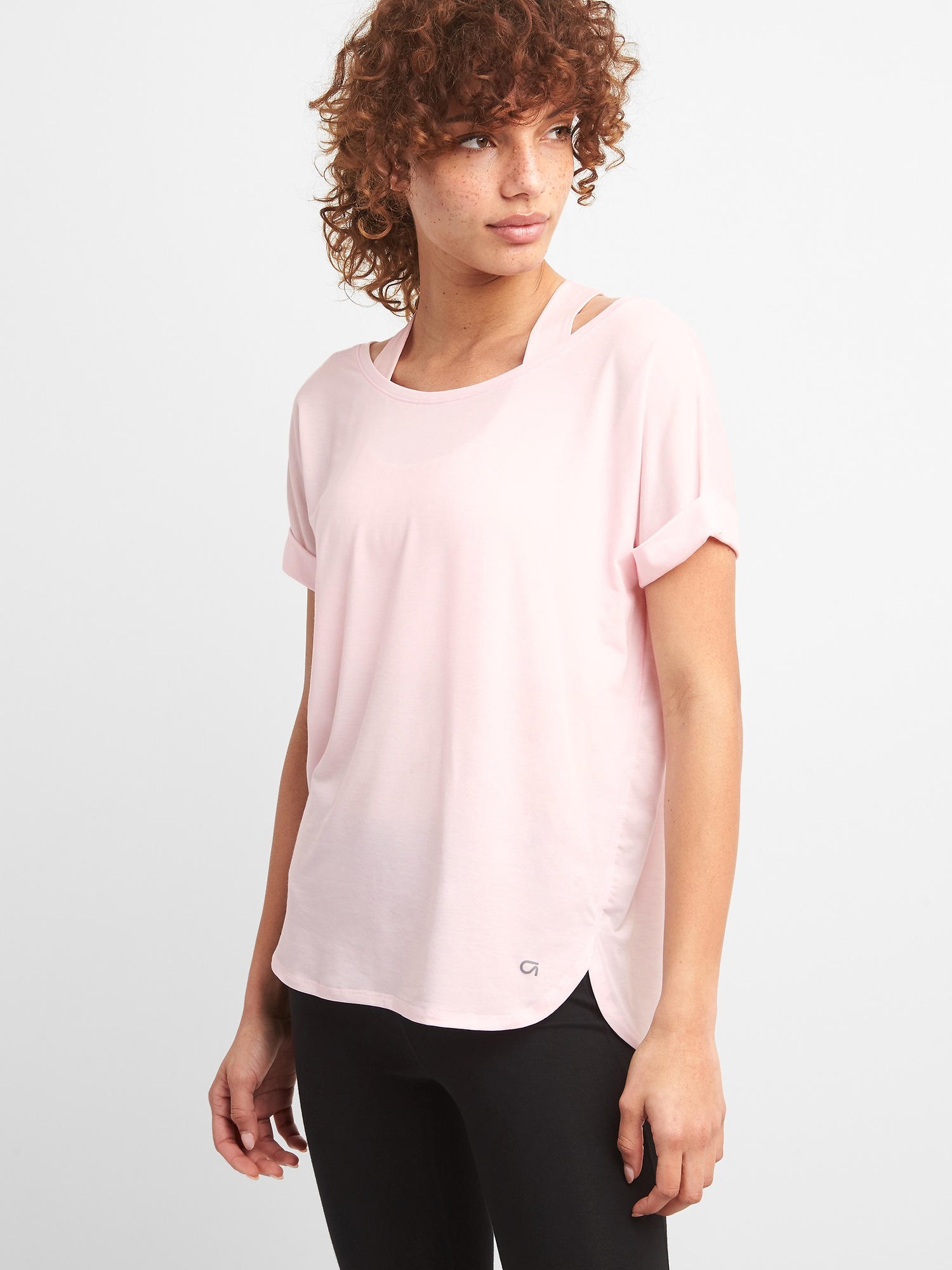 GapFit Breathe Roll Sleeve T-Shirt | Gap