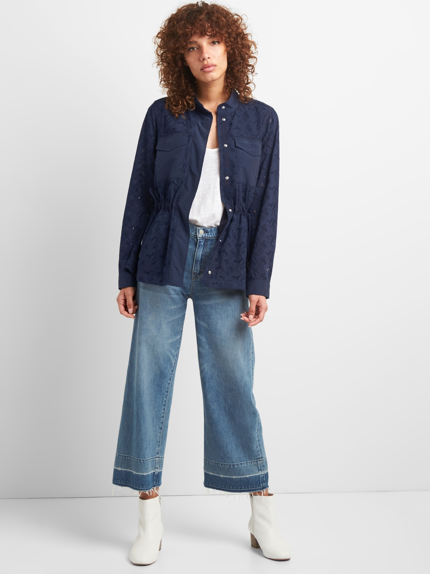 Floral Eyelet Utility Jacket | Gap