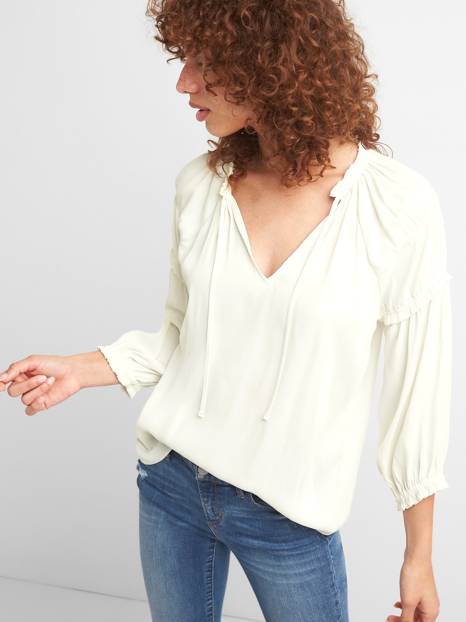 Satin Peasant Blouse | Gap