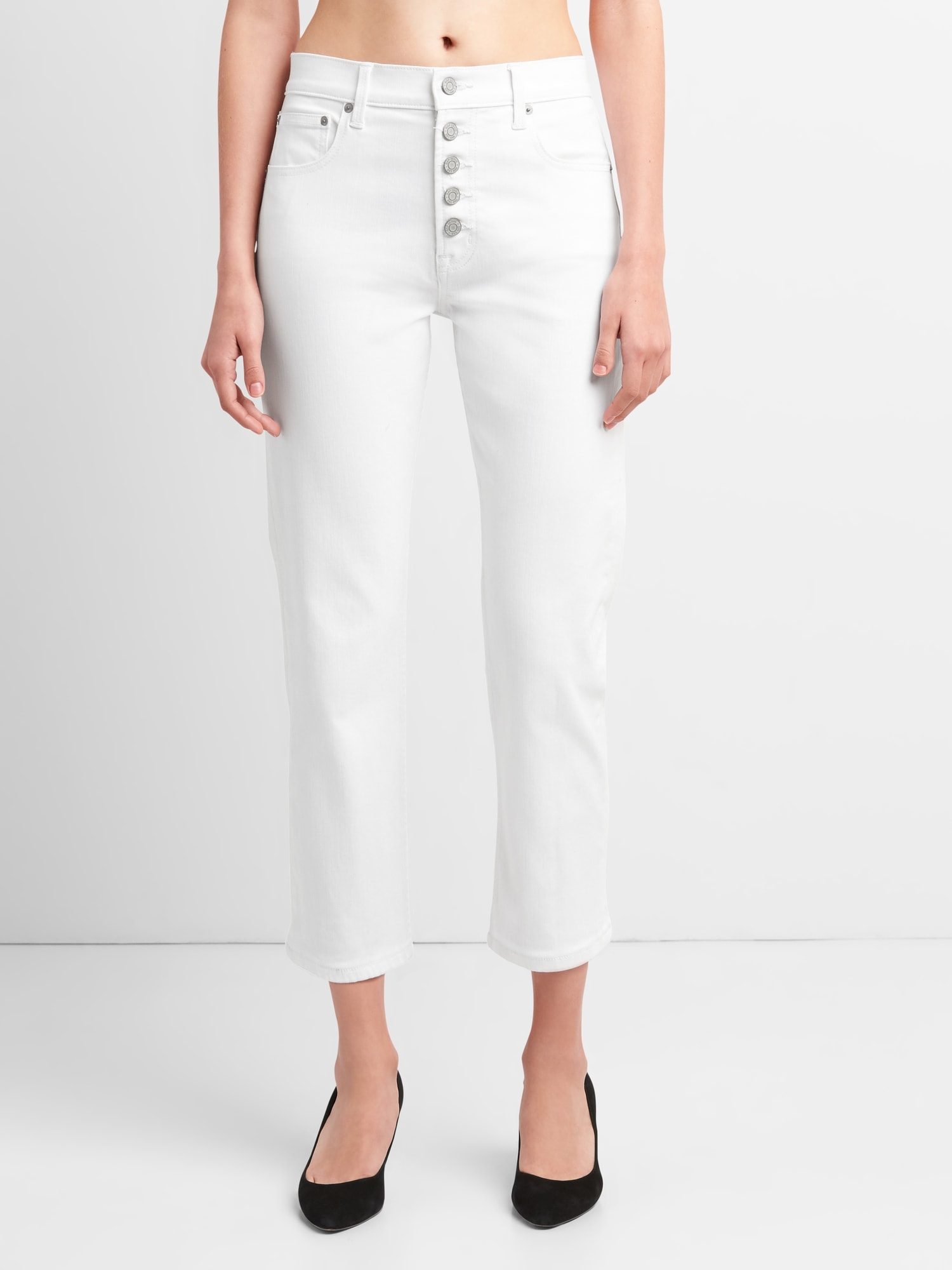 High Rise Straight Crop Jeans with Button-Fly | Gap