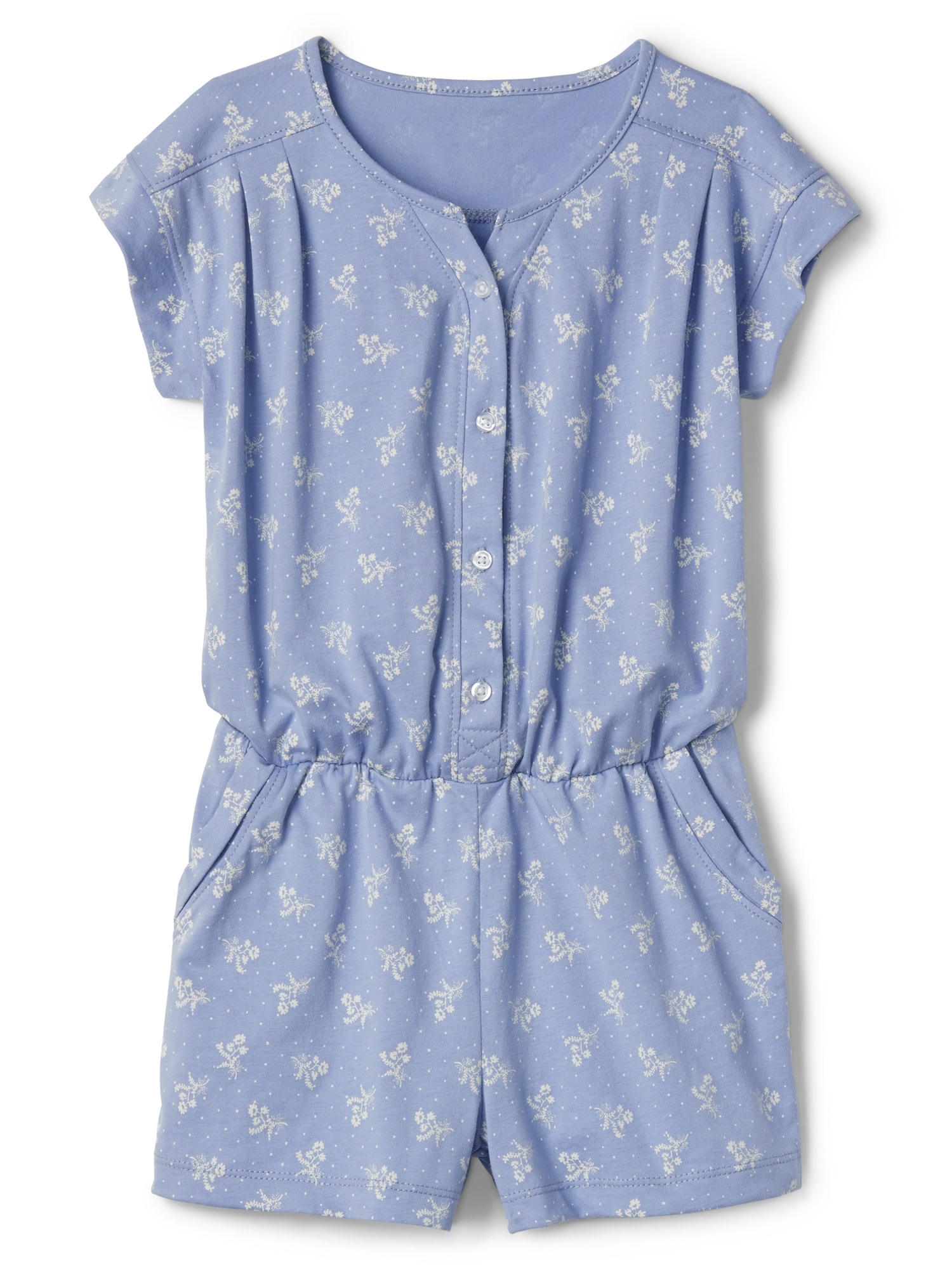 Star Print Button Romper | Gap