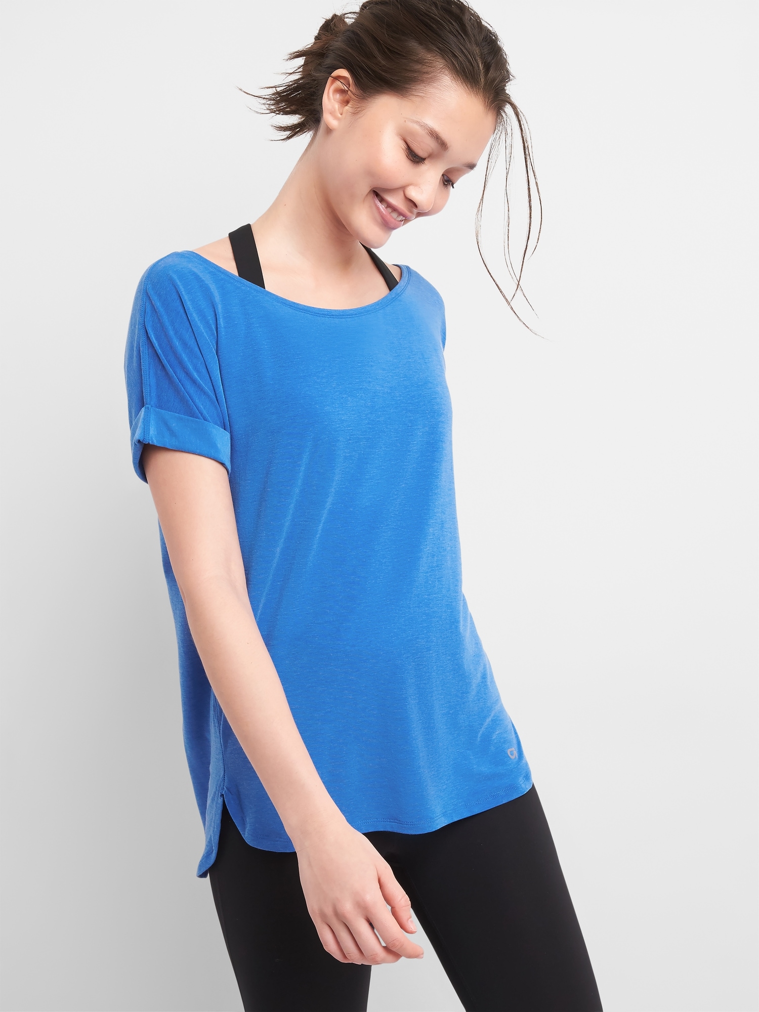 GapFit Breathe Roll Sleeve T-Shirt | Gap