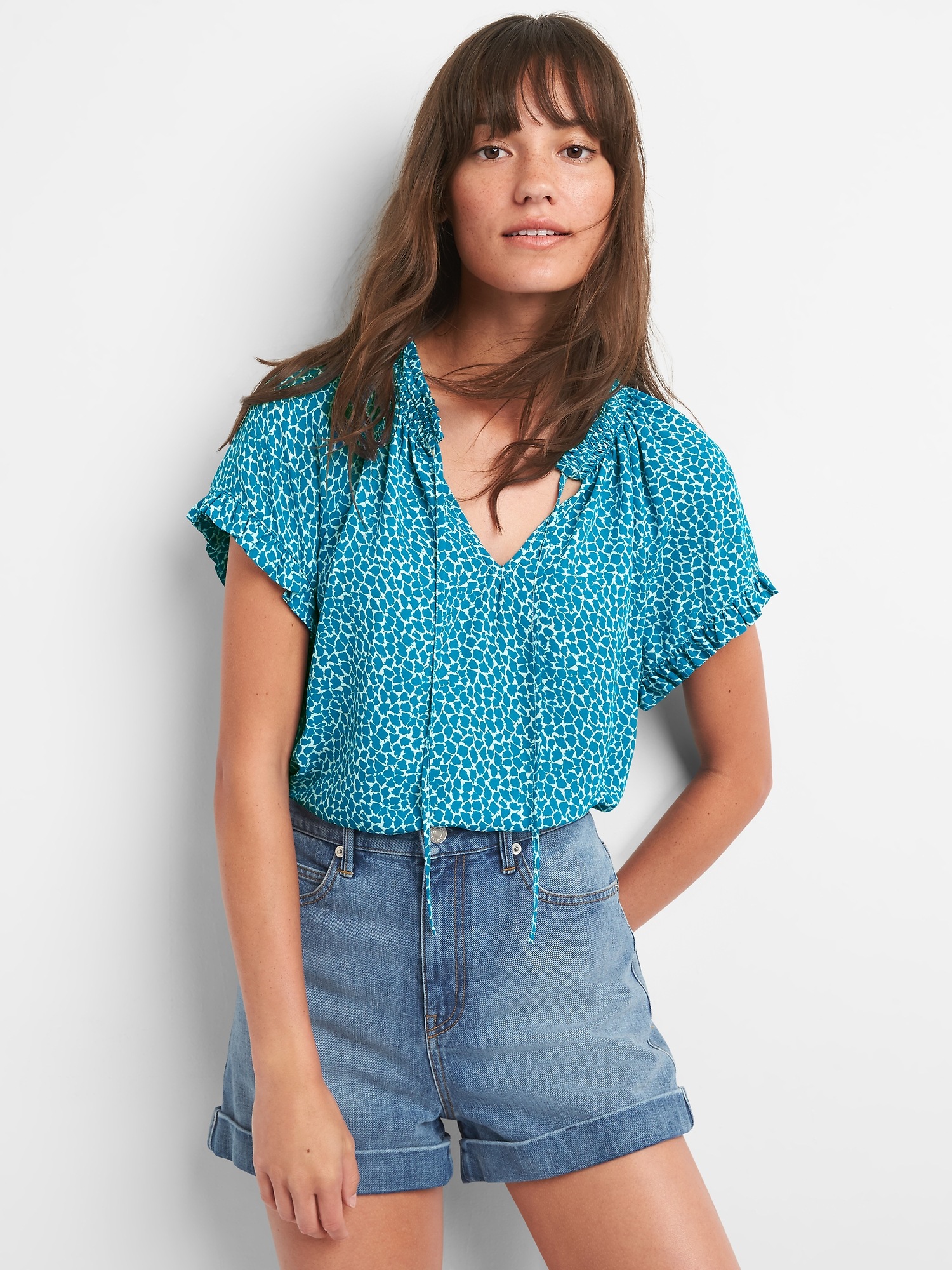 Ruffle Hem Short Sleeve Top | Gap