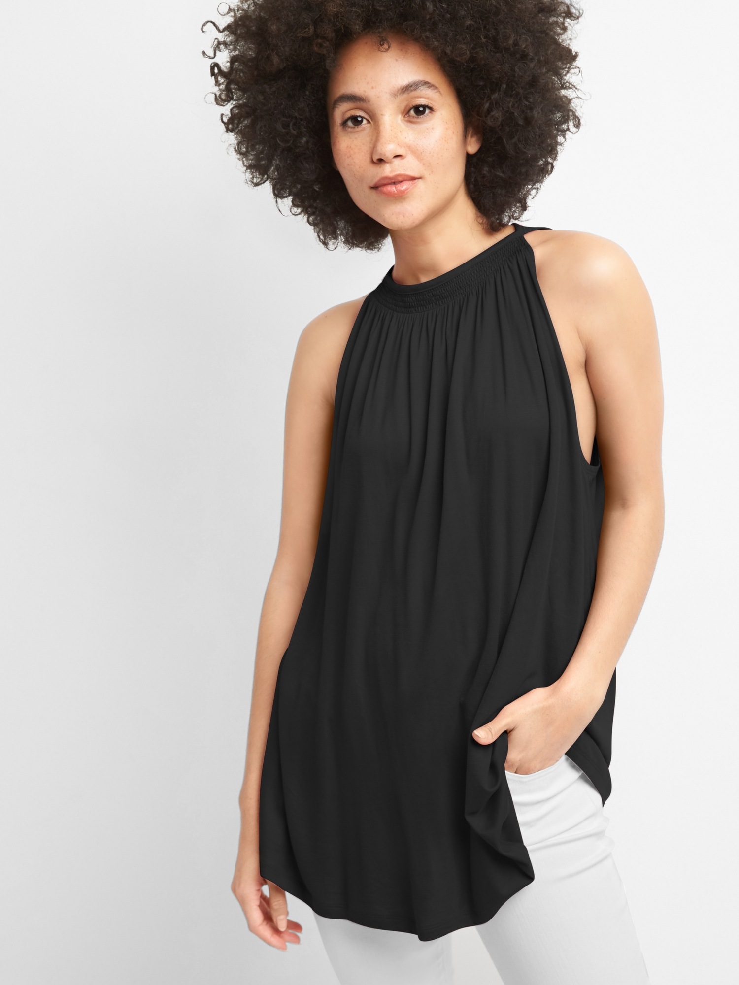 Sleeveless Smocked Neck Top | Gap