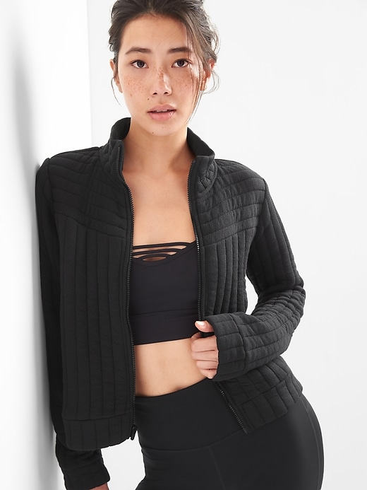 GapFit Mockneck Zip Jacket in Jacquard Knit | Gap