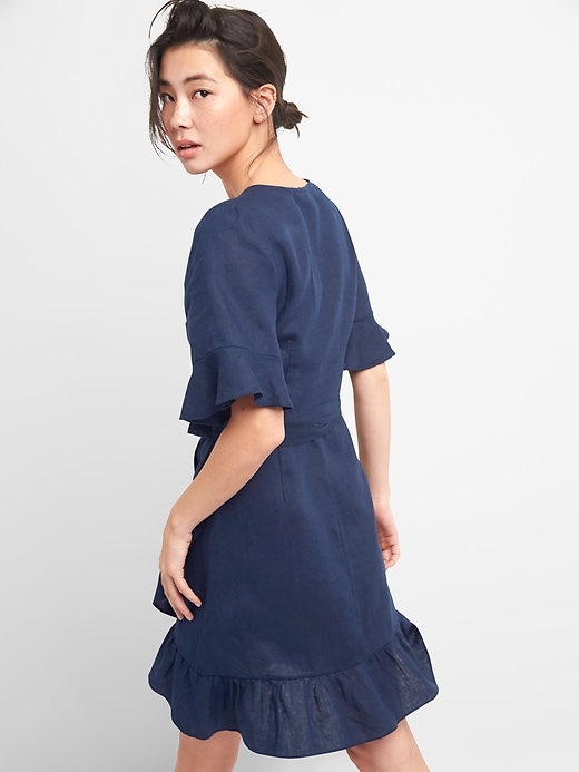 Ruffle Wrap Dress in Linen-Cotton | Gap