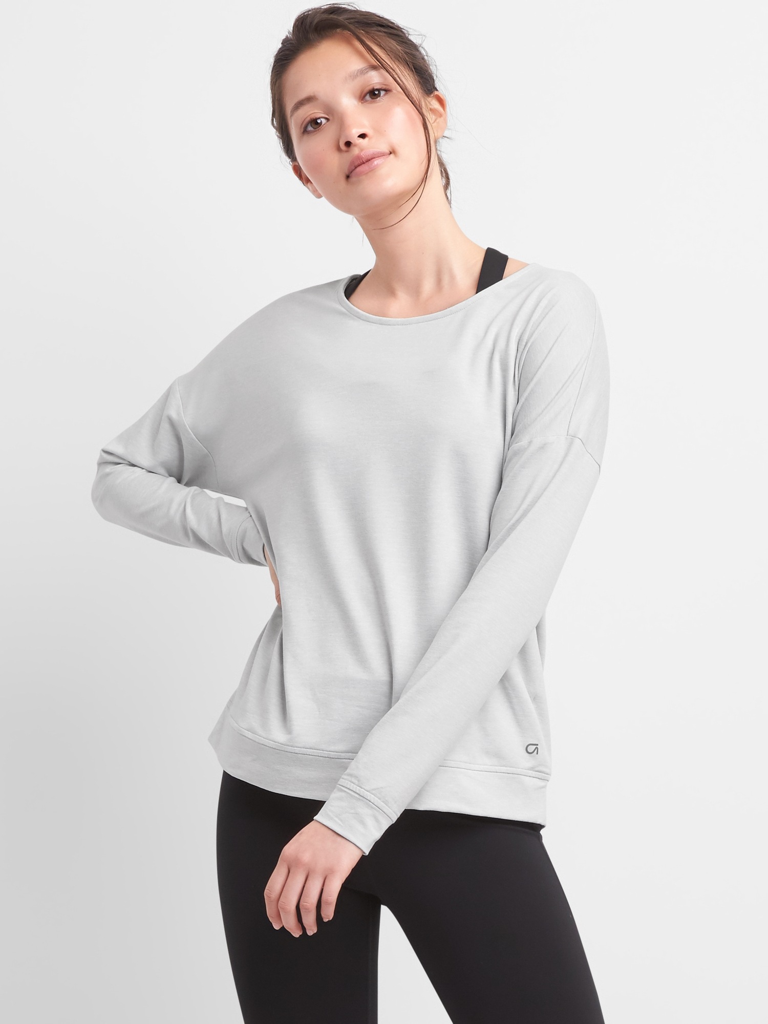 GapFit Cross-Back Sweatshirt in Brushed Jersey | Gap