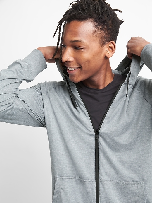 GapFit Full-Zip Hoodie in Brushed Tech Jersey | Gap