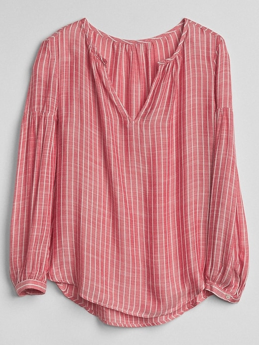 Long Sleeve Stripe Split-Neck Blouse | Gap
