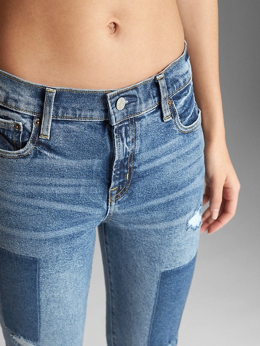 Mid Rise True Skinny Ankle Jeans with Laser-Patch Detail | Gap