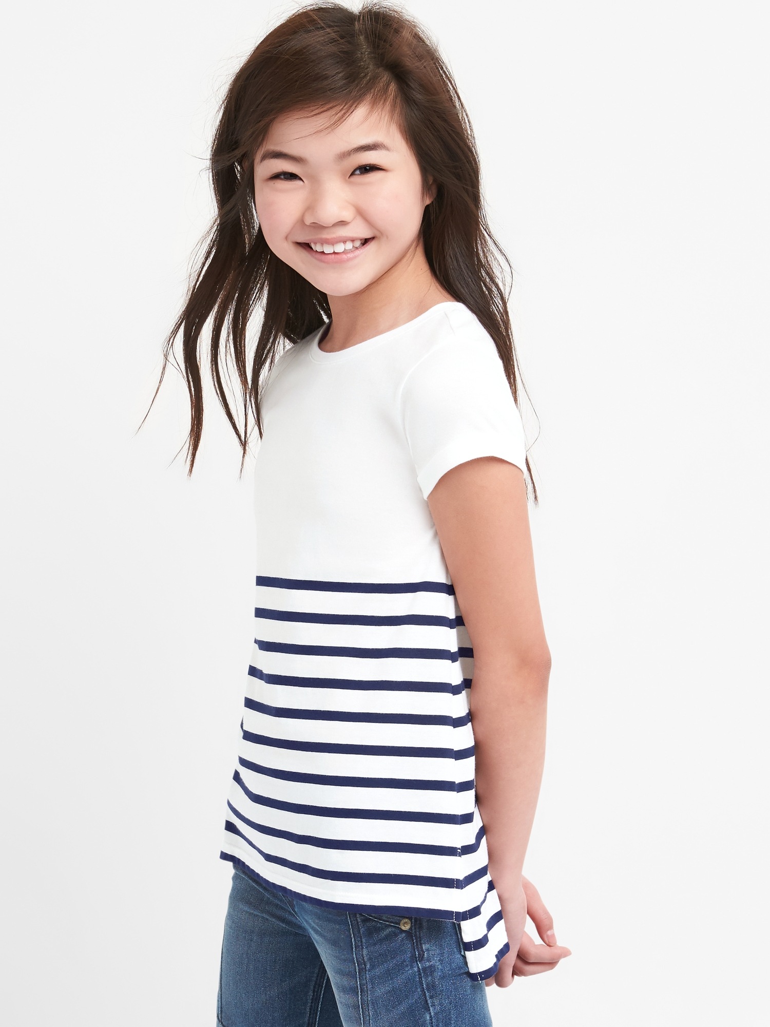 Stripe Step-Hem T-Shirt | Gap