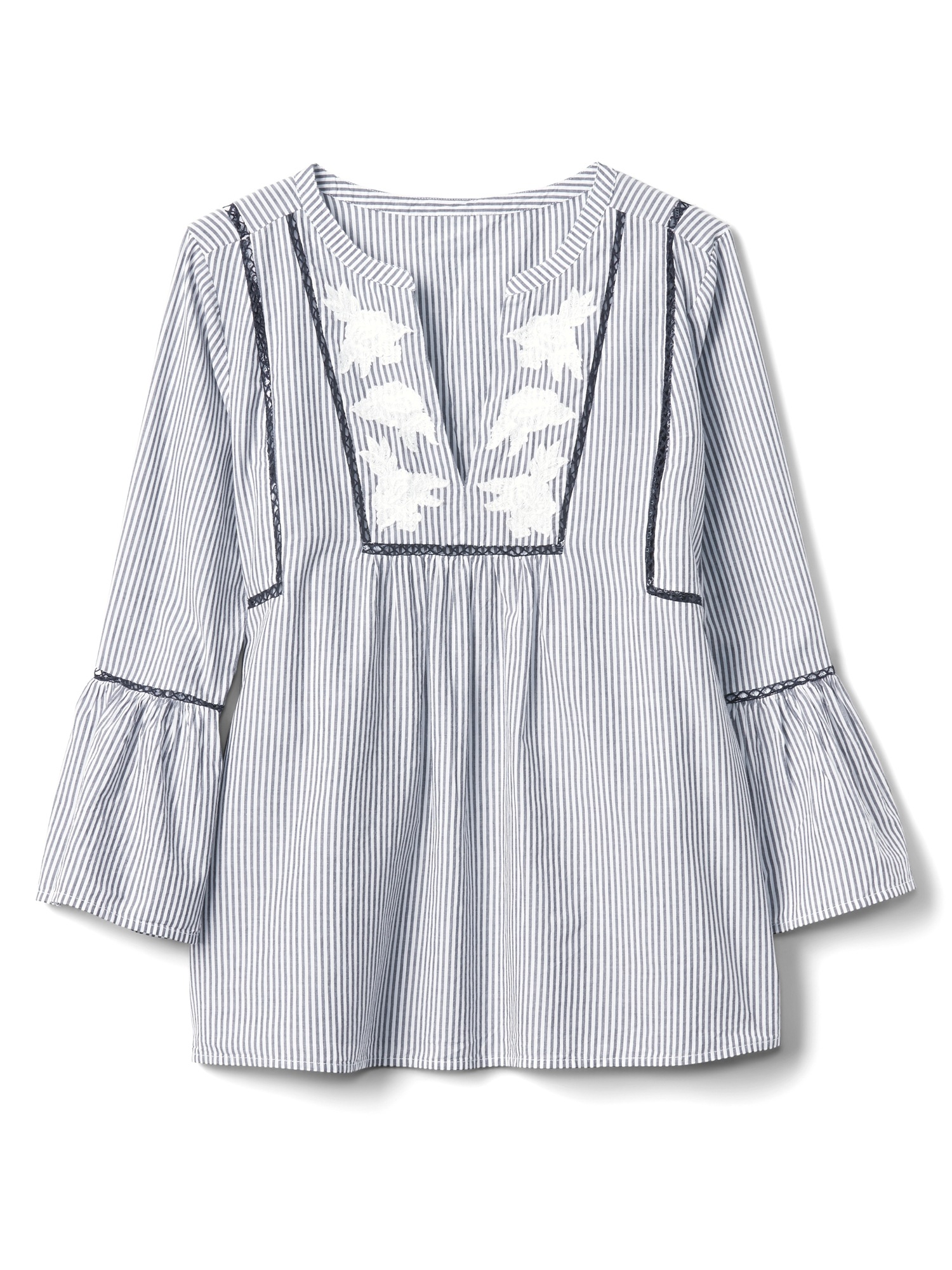 Flutter Sleeve Embroidery Stripe Blouse | Gap