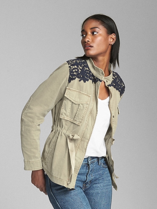Belted Utility Jacket with Lace Detail | Gap