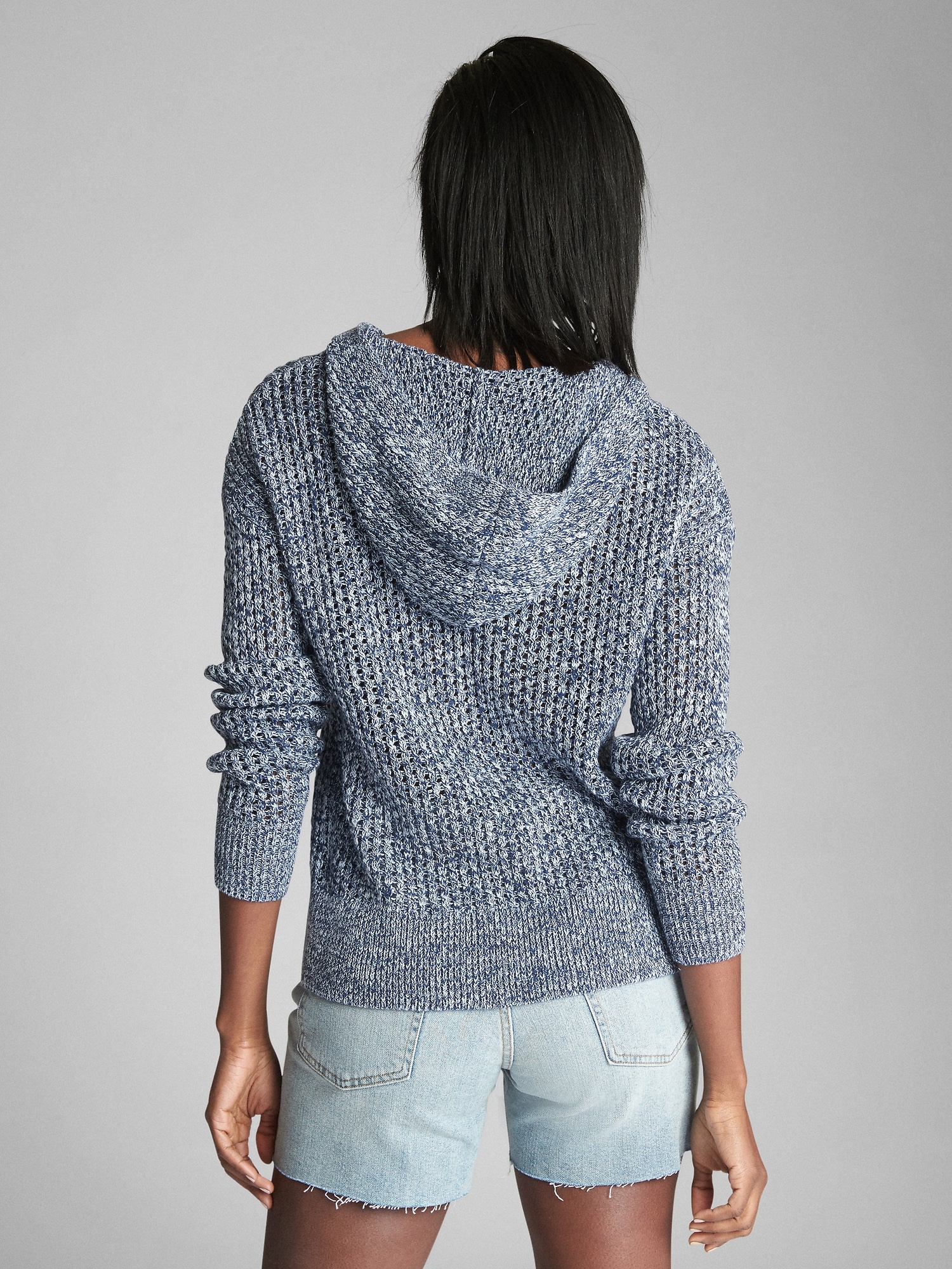 Lace-Up Hooded Pullover Sweater | Gap