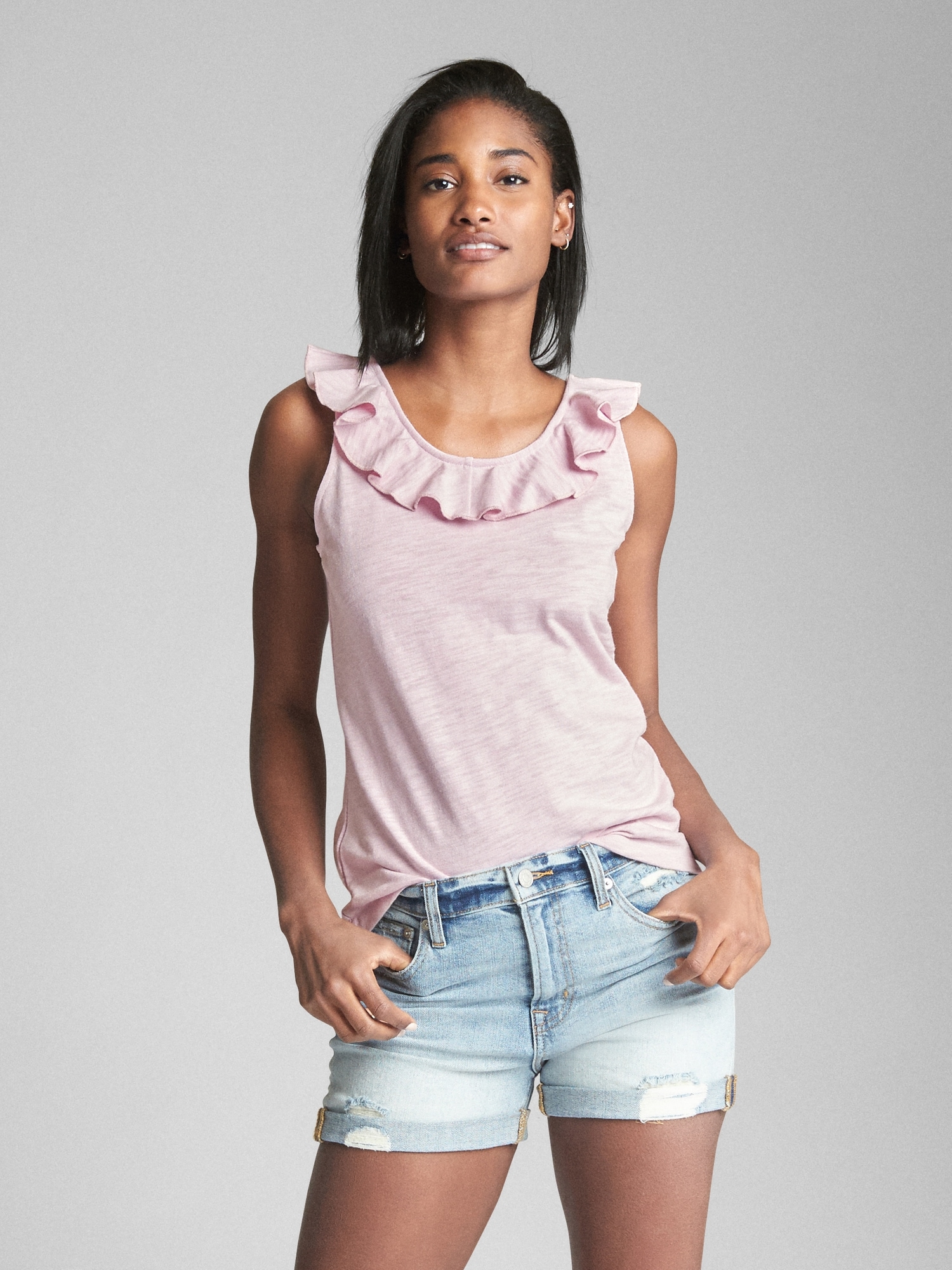 Ruffle-Neck Tank Top | Gap