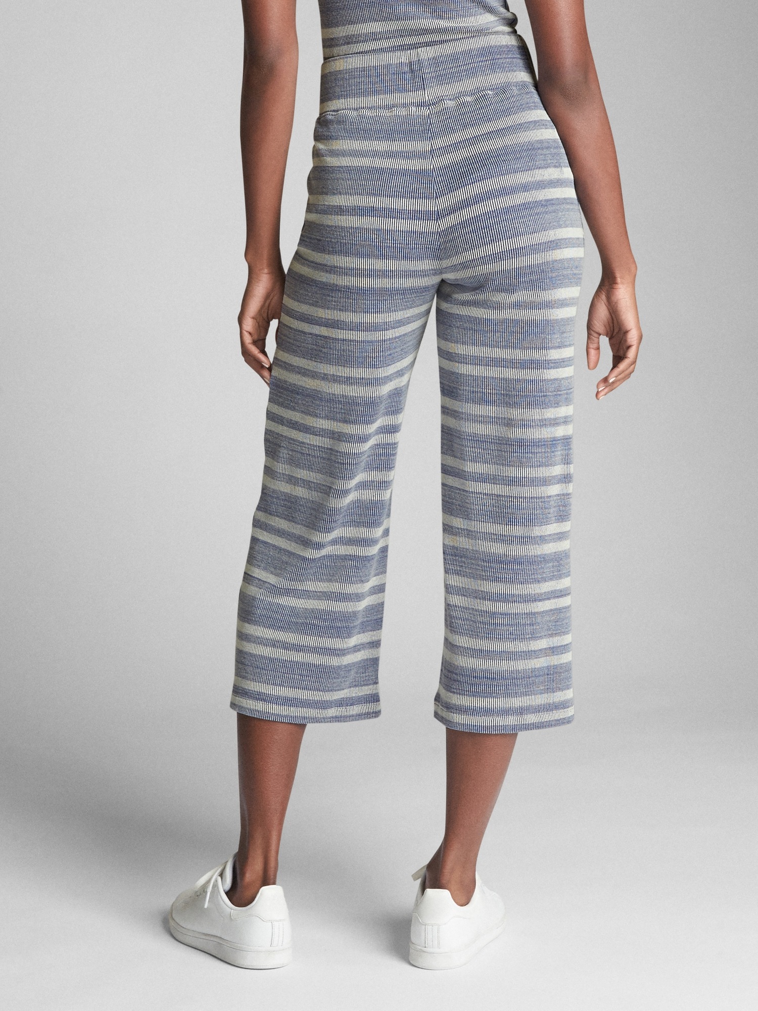 Ribbed Stripe Crop Wide-Leg Pants | Gap