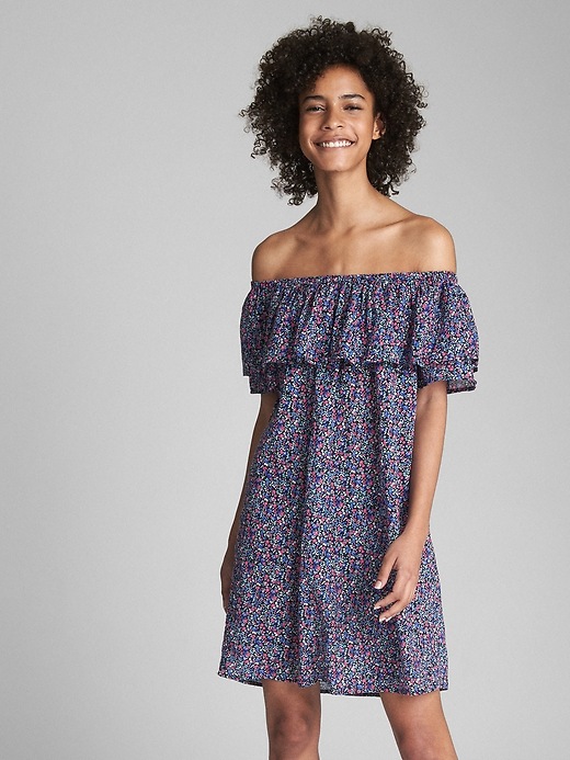 Print Off-Shoulder Ruffle Cover-Up | Gap
