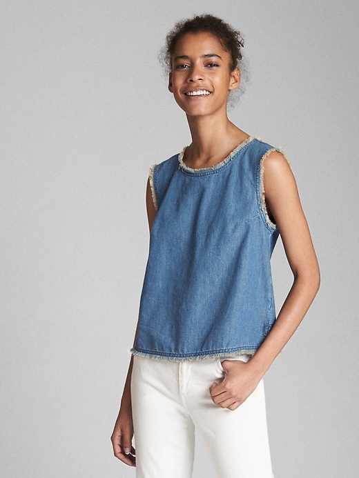 Sleeveless Denim Top with Frayed Detail | Gap