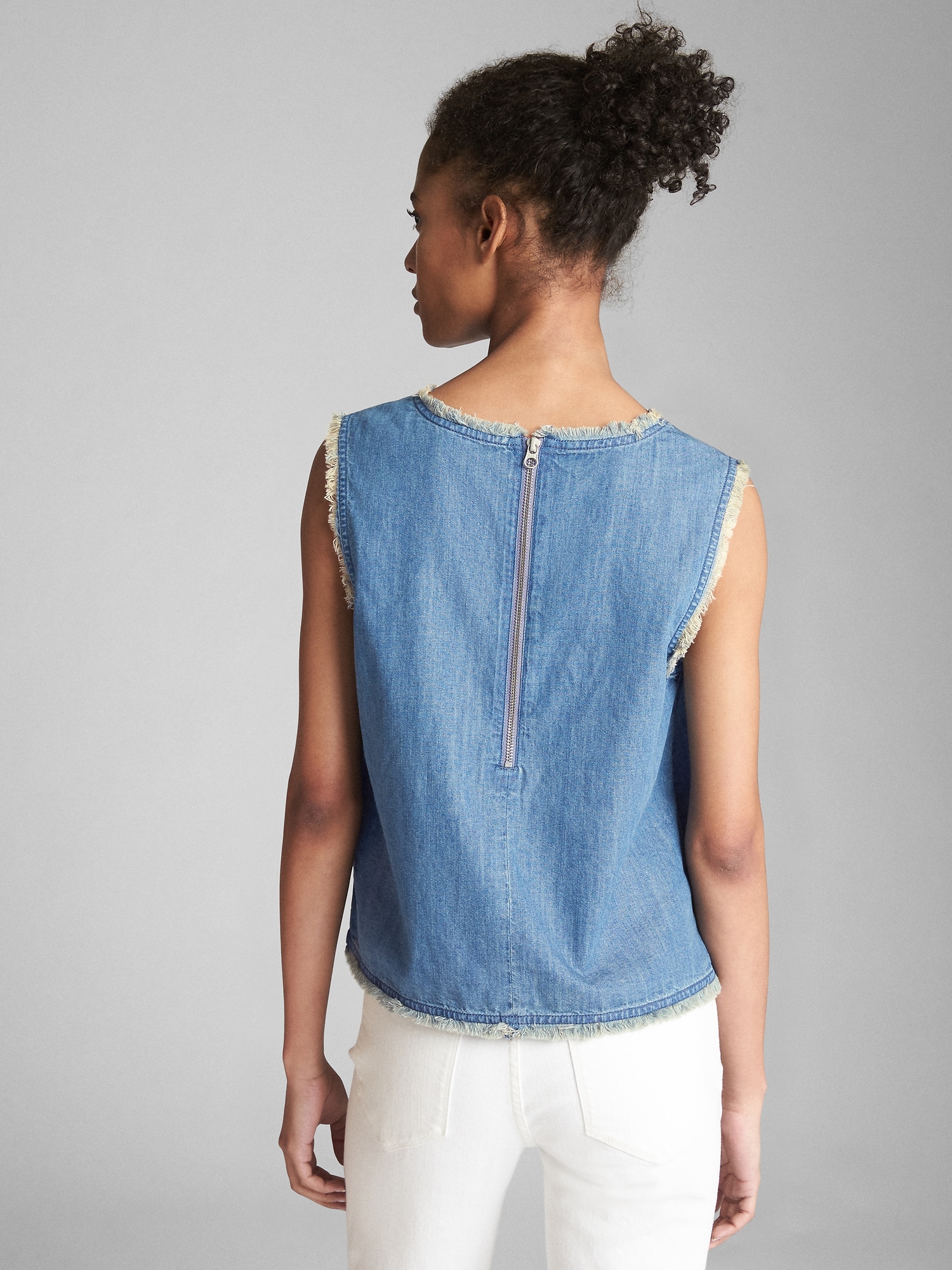 Sleeveless Denim Top with Frayed Detail | Gap