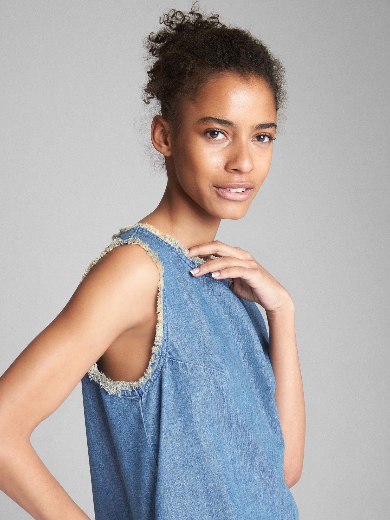 Sleeveless Denim Top with Frayed Detail | Gap