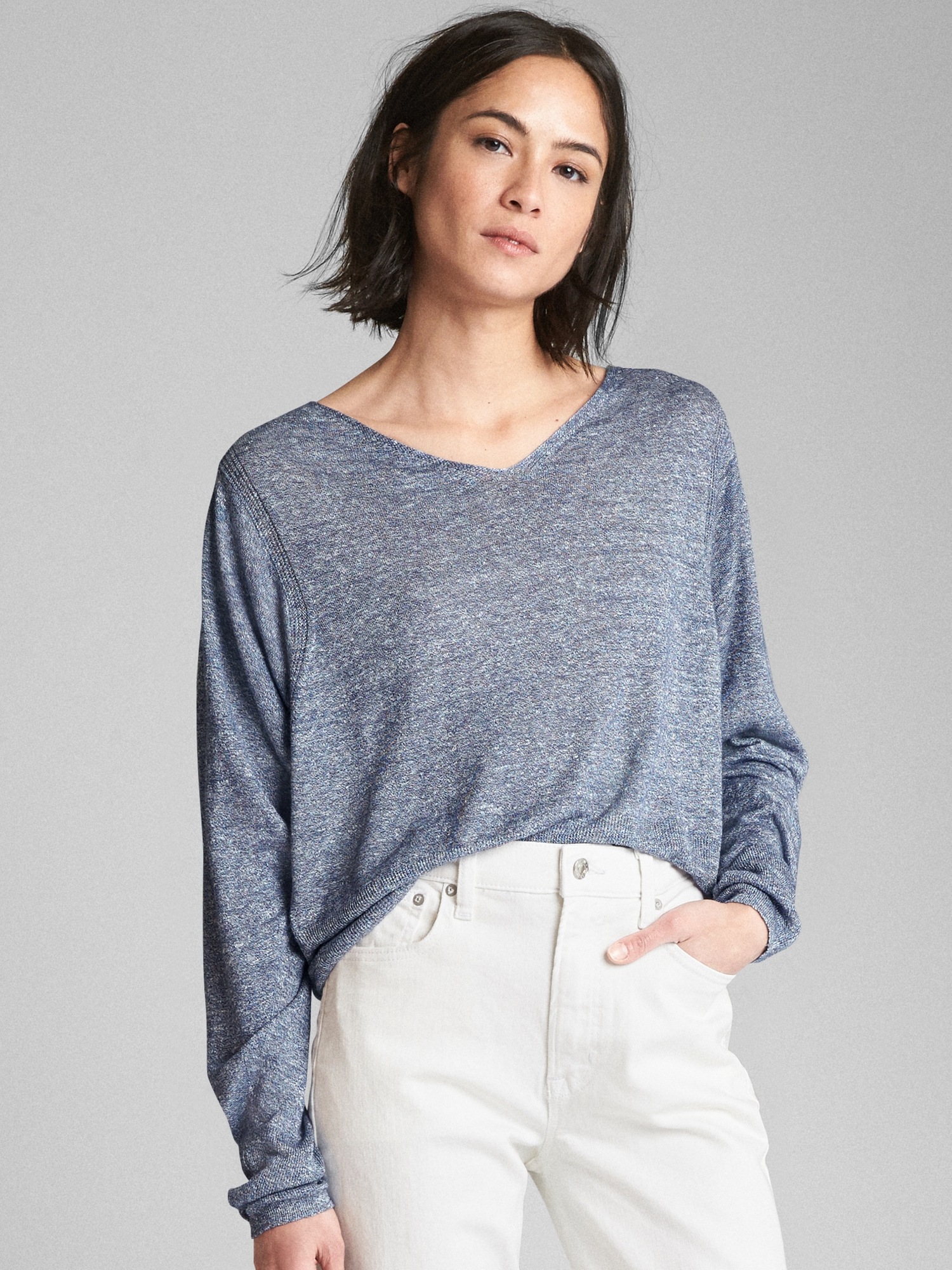 Lightweight Open-Back V-Neck Sweater | Gap