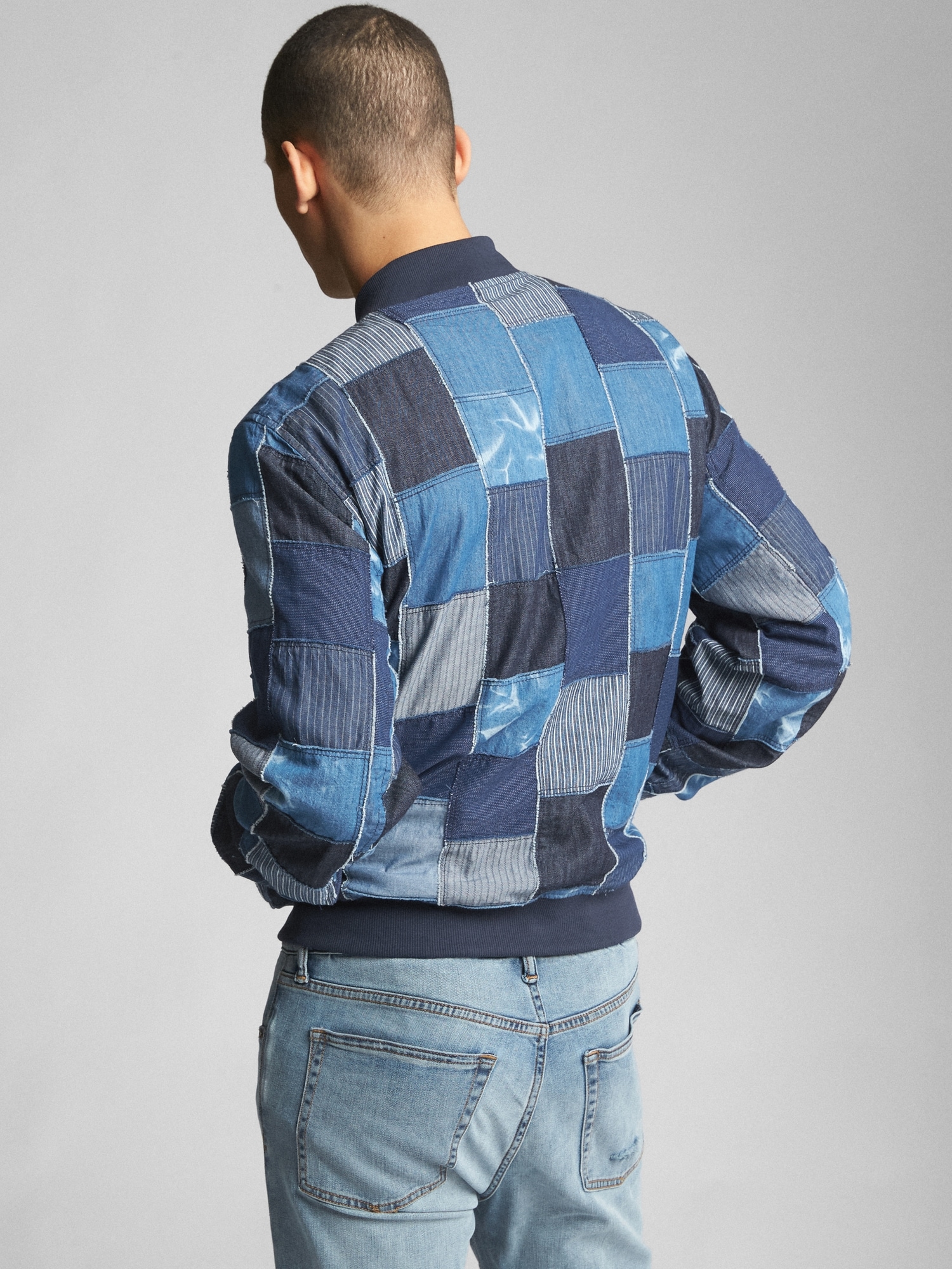 Limited Edition Denim Patchwork Bomber Jacket | Gap