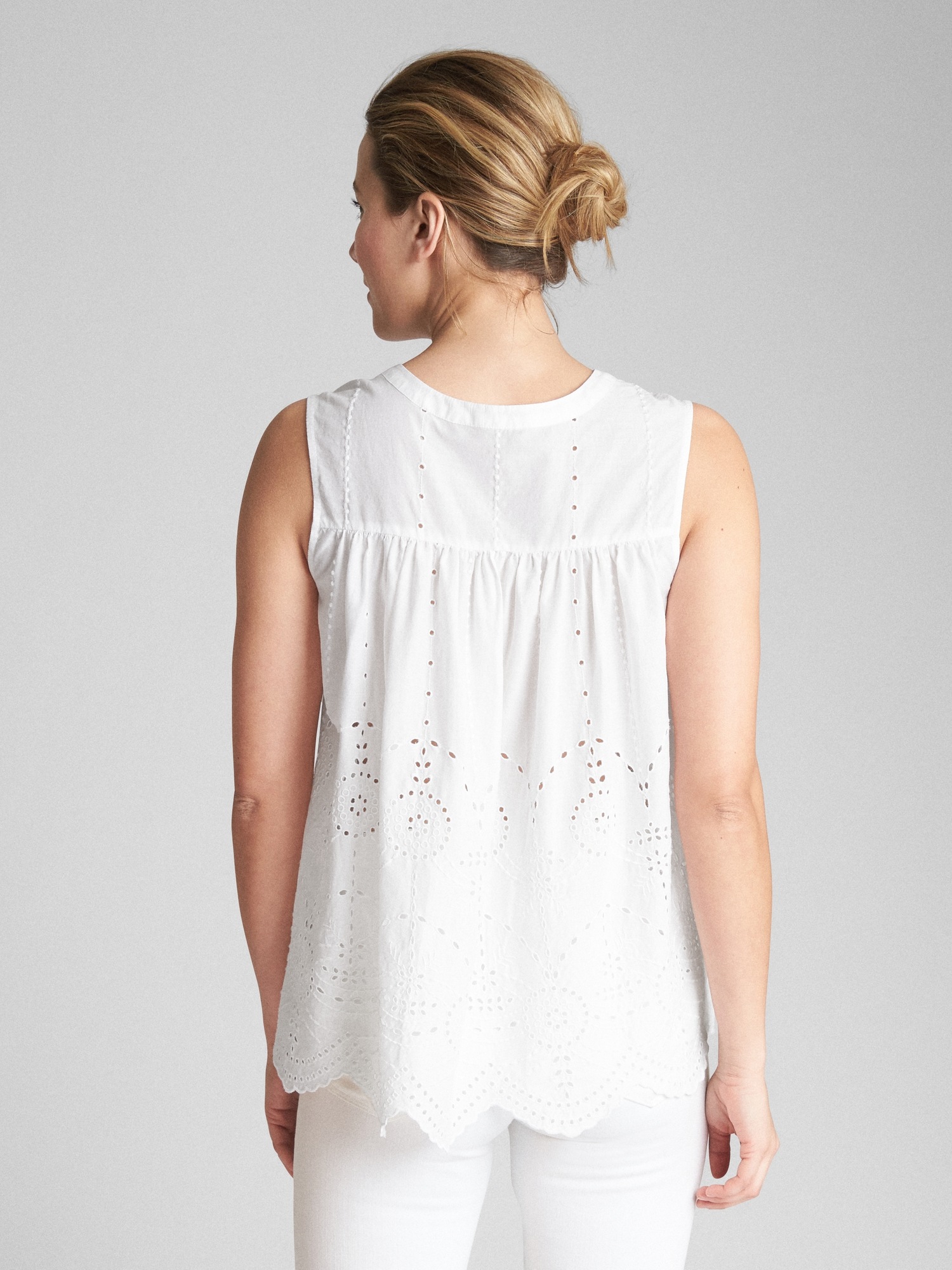 Sleeveless Eyelet V-Neck Blouse | Gap