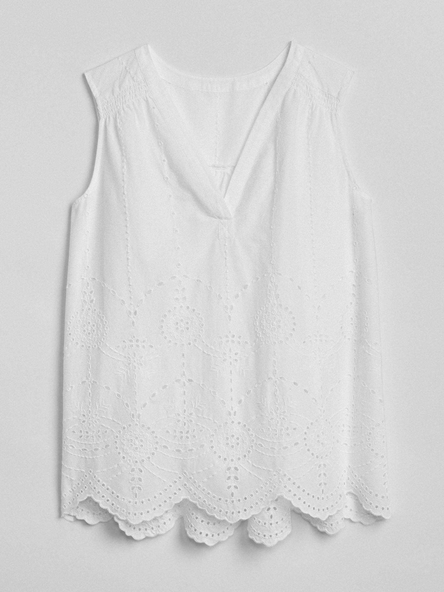 Sleeveless Eyelet V-Neck Blouse | Gap