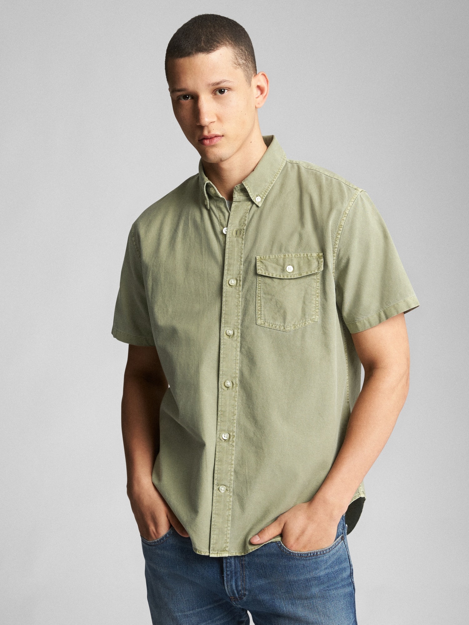 Short Sleeve Oxford Shirt | Gap