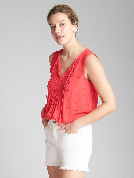 Sleeveless Eyelet Smock Top | Gap