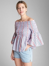 Smocked Off-Shoulder Stripe Top | Gap