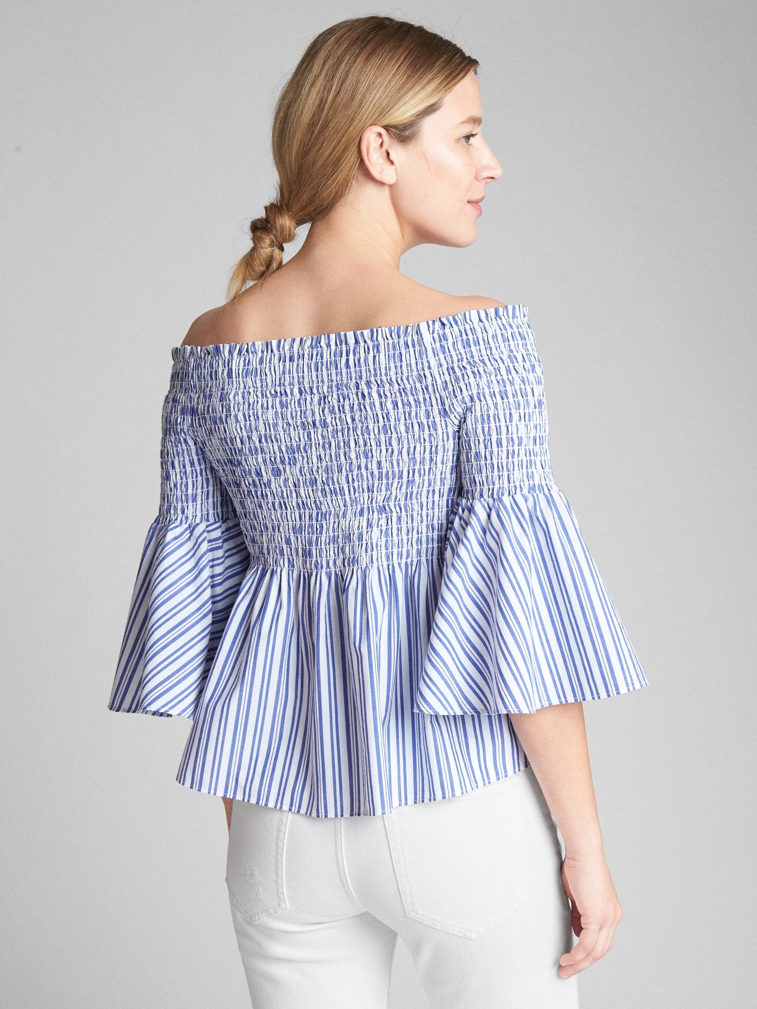Smocked Off-Shoulder Stripe Top | Gap