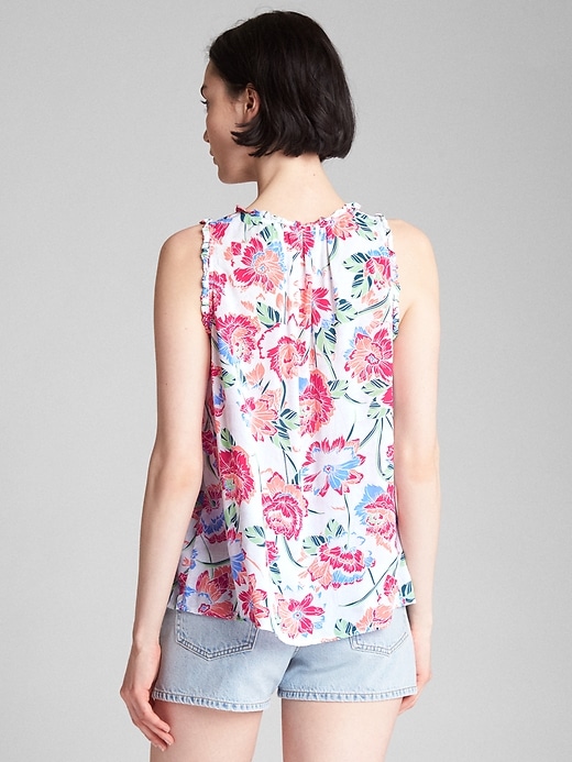 Sleeveless Split-Neck Print Top | Gap
