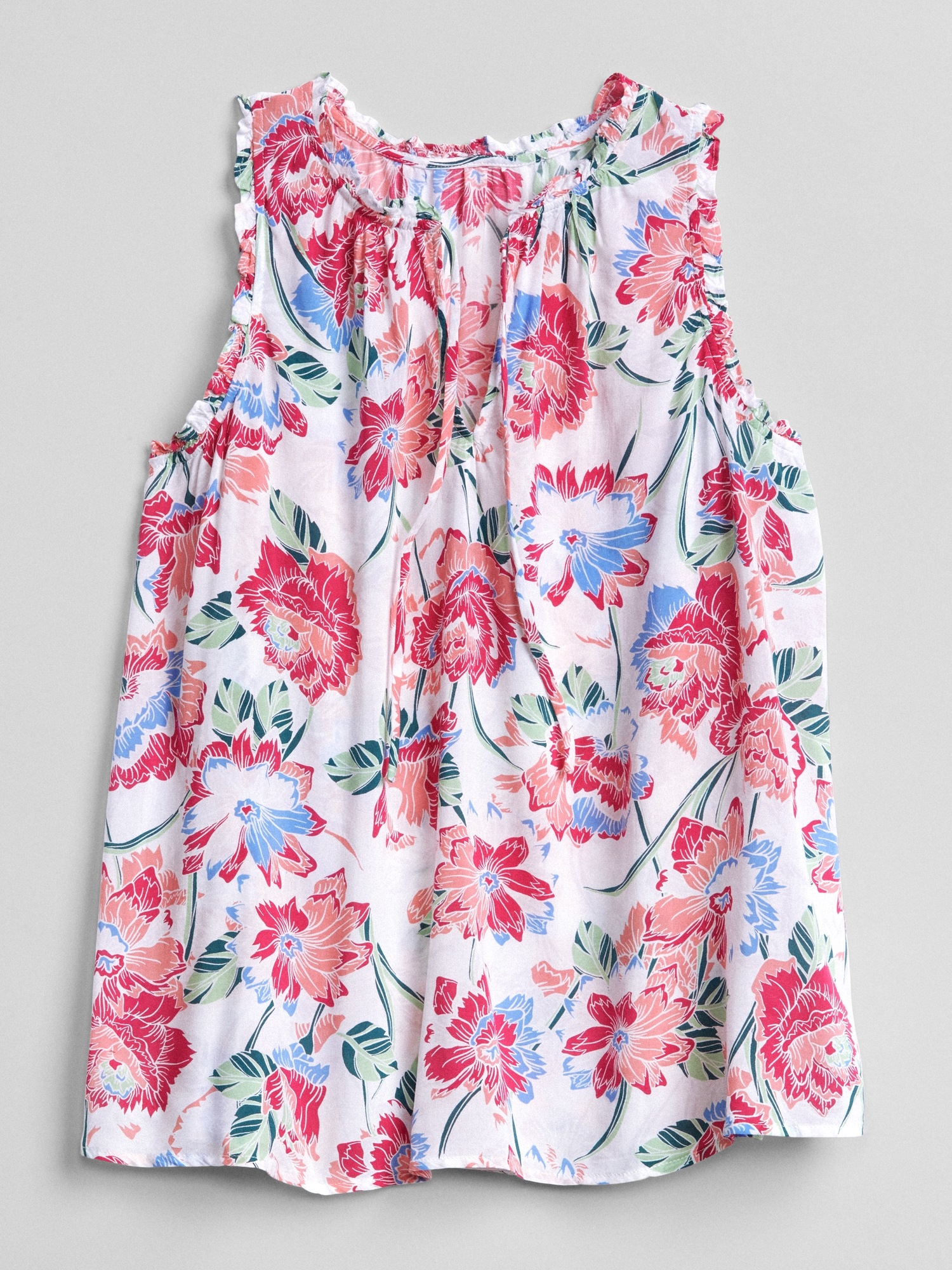 Sleeveless Split-Neck Print Top | Gap