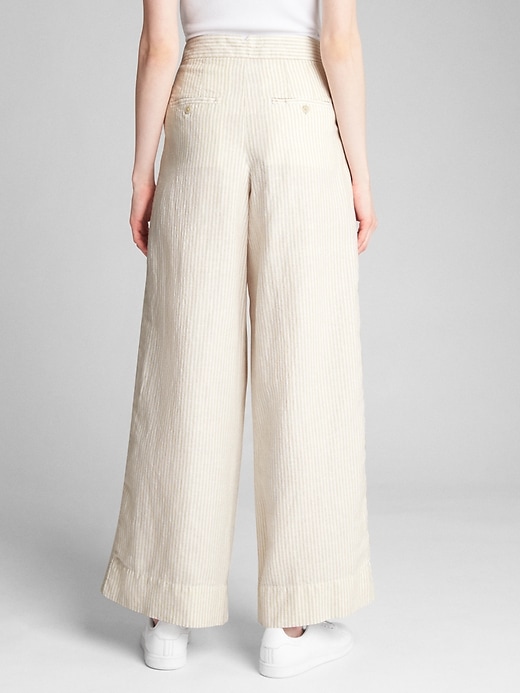 High Rise Wide-Leg Stripe Chinos in Linen-Cotton | Gap